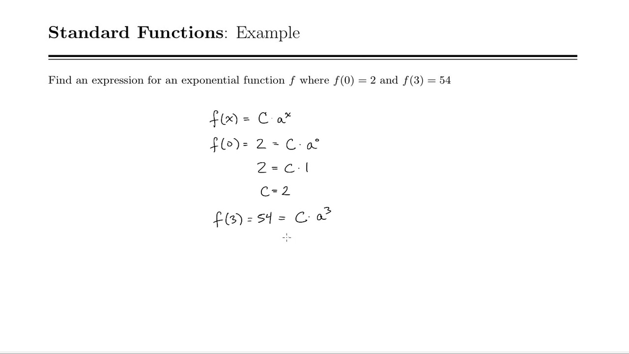 Example: Equation of an Exponential Function from Two Points - YouTube