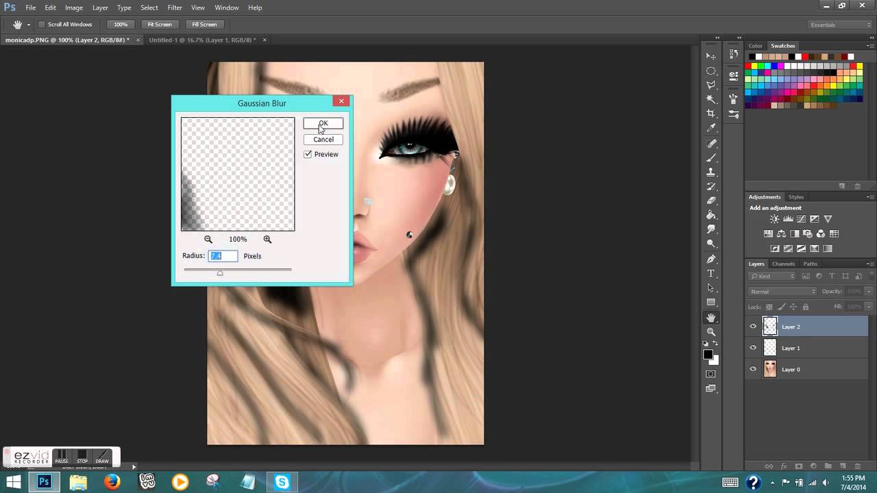 IMVU Hair Repaint/ Edit using Photoshop CC and Wacom Pen tablet - YouTube