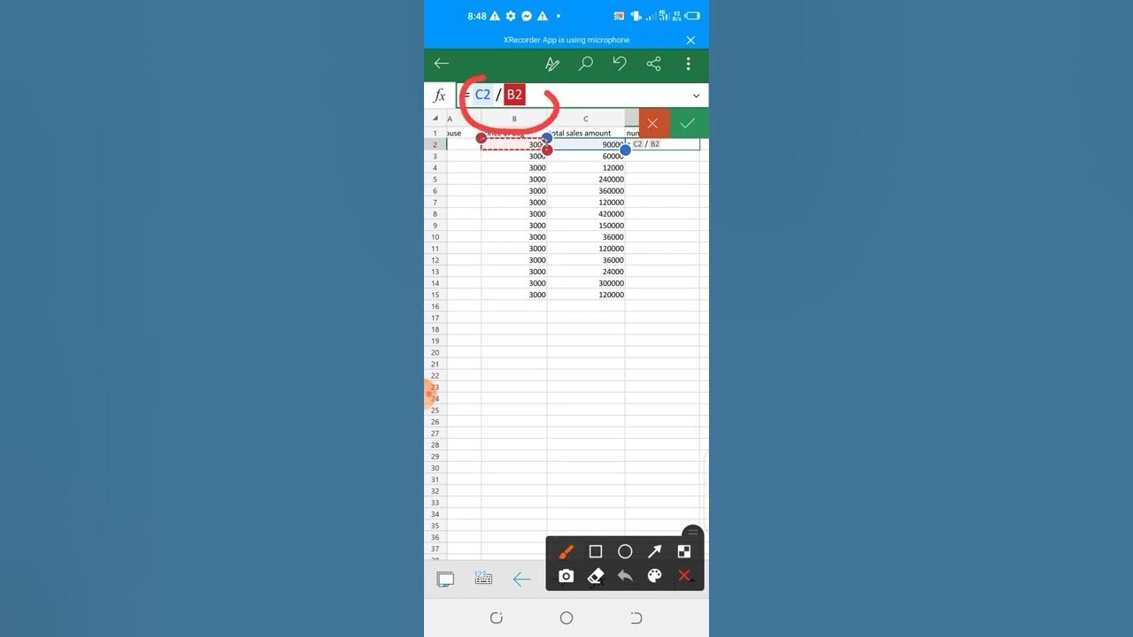 how to use forward slash as a division in excel mobile application ...