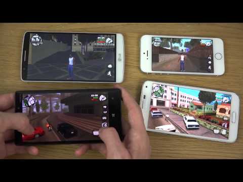 GTA San Andreas Nokia Lumia 930 vs  iPhone 5S vs  LG G3 vs  Samsung Galaxy S5   Gaming Review 4K