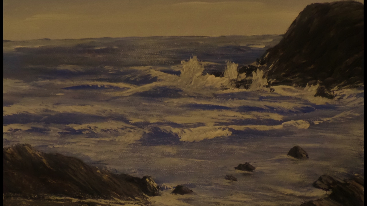 How to paint an easy SEASCAPE with Acrylic paint for the beginner Step ...