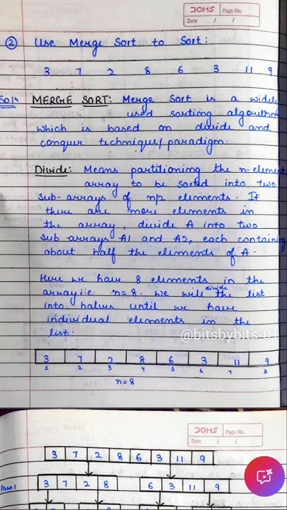 Merge Sort Algorithm & Program | Data Structure and Algorithms Notes # ...
