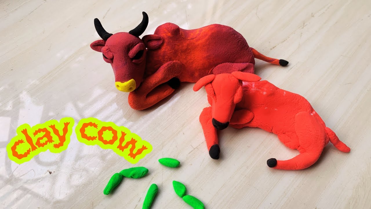 Sculpting clay: Making cow family with clay / Easy clay cow - YouTube