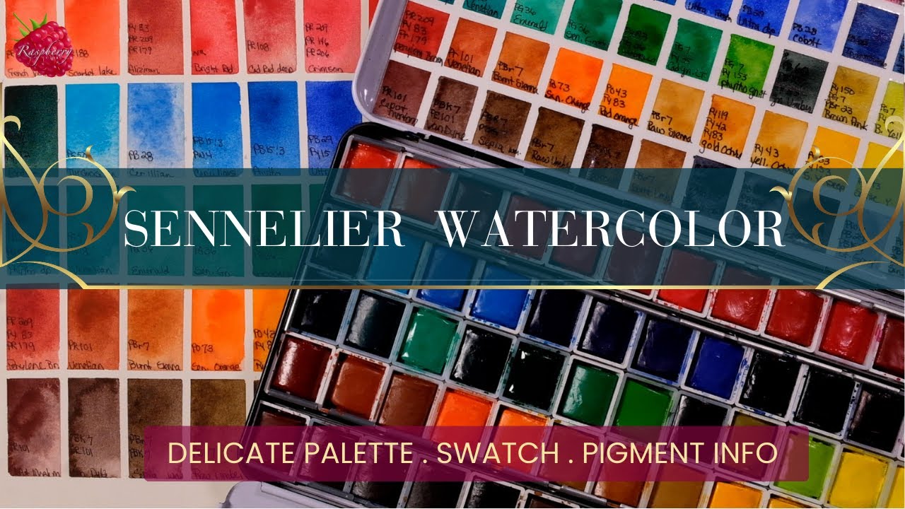 My Delicate Sennelier Watercolor Palette, 65 Colors Swatch. - YouTube