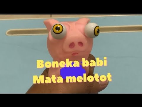 Boneka babi pink lucu, mata melotot - YouTube