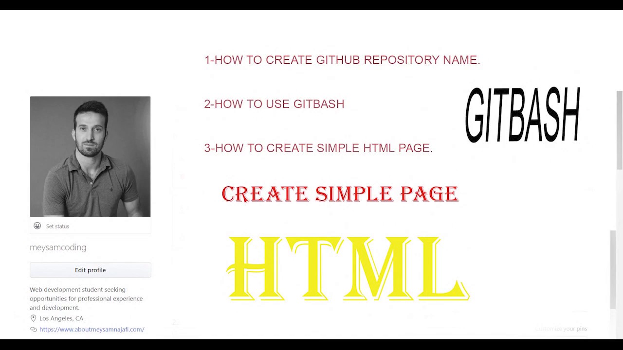 Create New Repository In Github And Html Gitbash Youtube