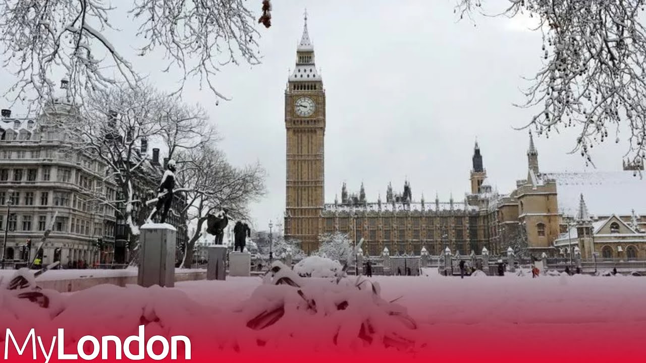 London weather forecast shows snow finally covering city - YouTube