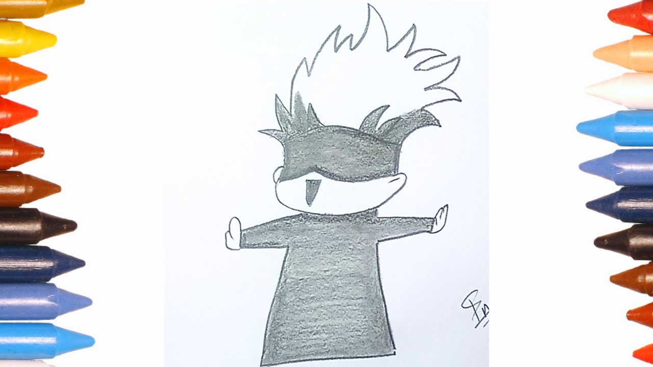 Gojo Drawing | How to draw cute Chibi Gojo for kids | Pencil sketch ...