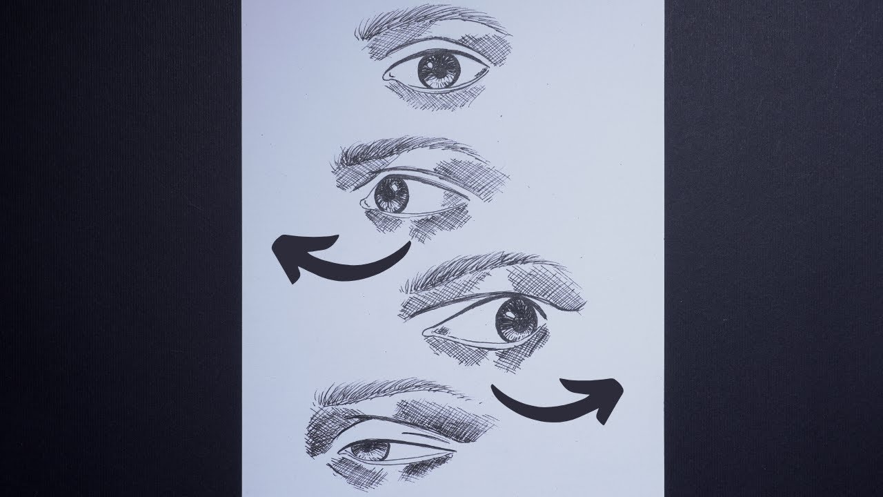 How to draw eyes looking in different directions - YouTube