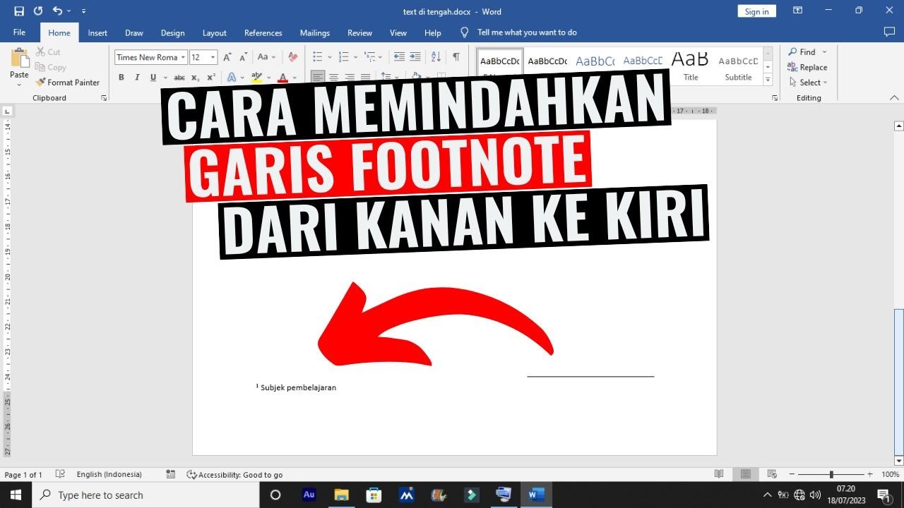 Cara memindahkan garis footnote dari kanan ke kiri - YouTube