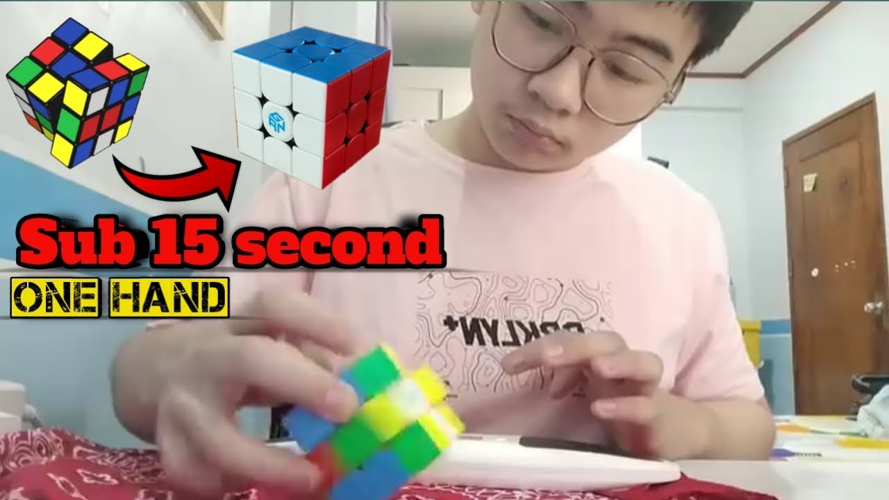 Rubiks cube solve With one hand | sub 15 #cubber #rubikscube #cubing # ...