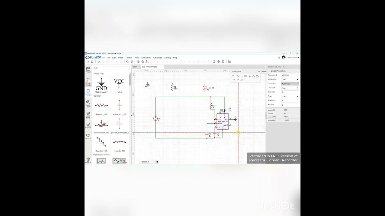how to simulate monostable multivibrator using NE555 timer in easyeda. - YouTube