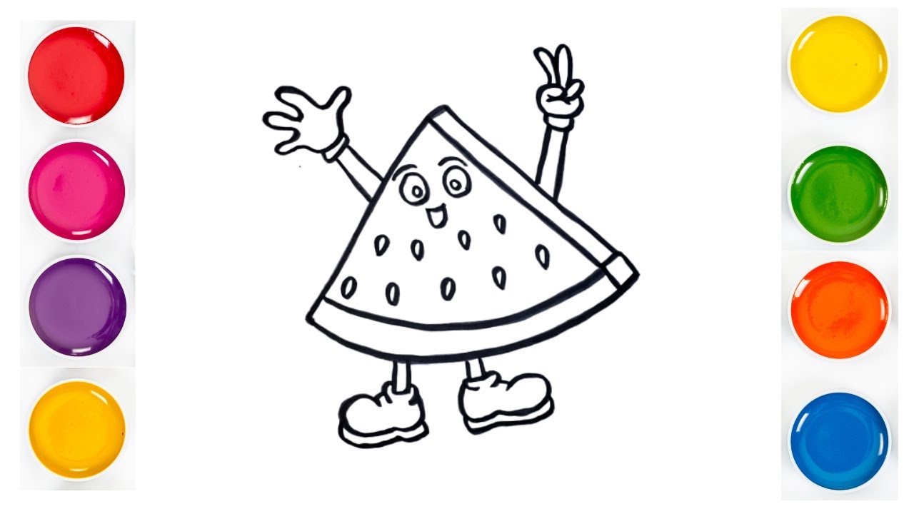 Learn how to Draw and Color Watermelon | Drawing & Coloring Step by ...