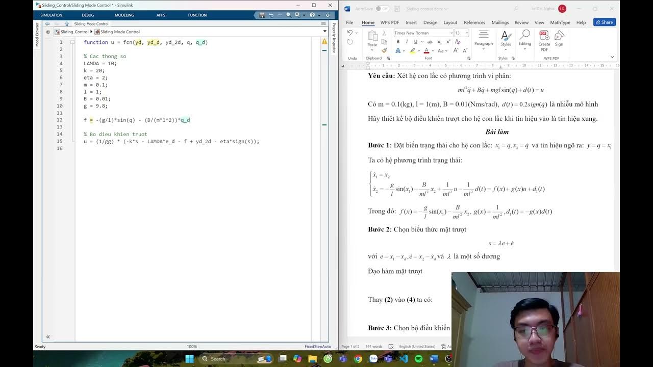 Design a Sliding mode control for a nonlinear system with Matlab Simulink - YouTube