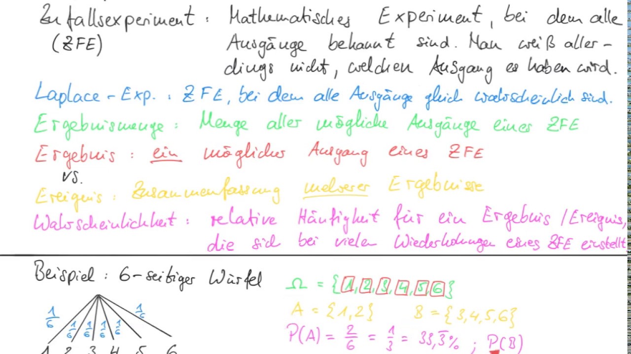 Zufallsexperiment, Laplace-Experiment, Ergebnis, Ereignis ...