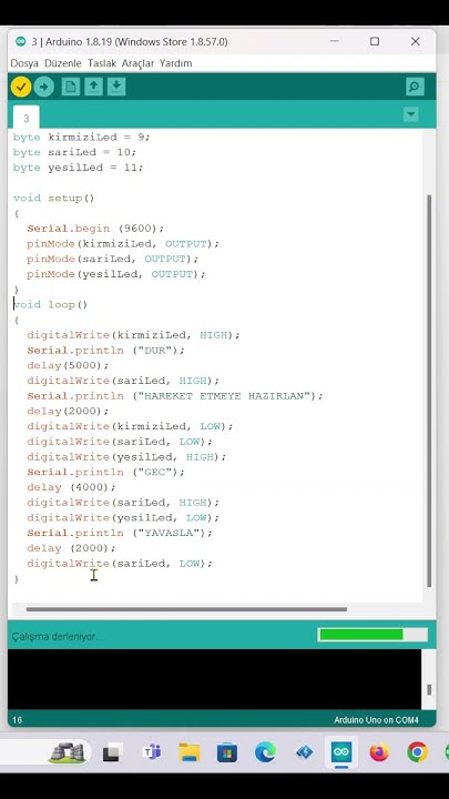 55. ARDUINO İLE PROGRAMLAMA KURSU UYGULAMA 3: Trafik Işıkları-2 #electricity #arduinouno # ...