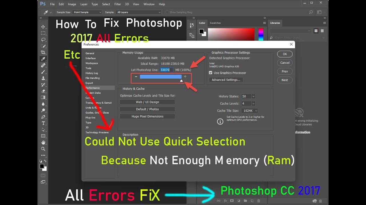 How To Fix Photoshop 2017 Full Errors (Could Not Use Quick Selection ...