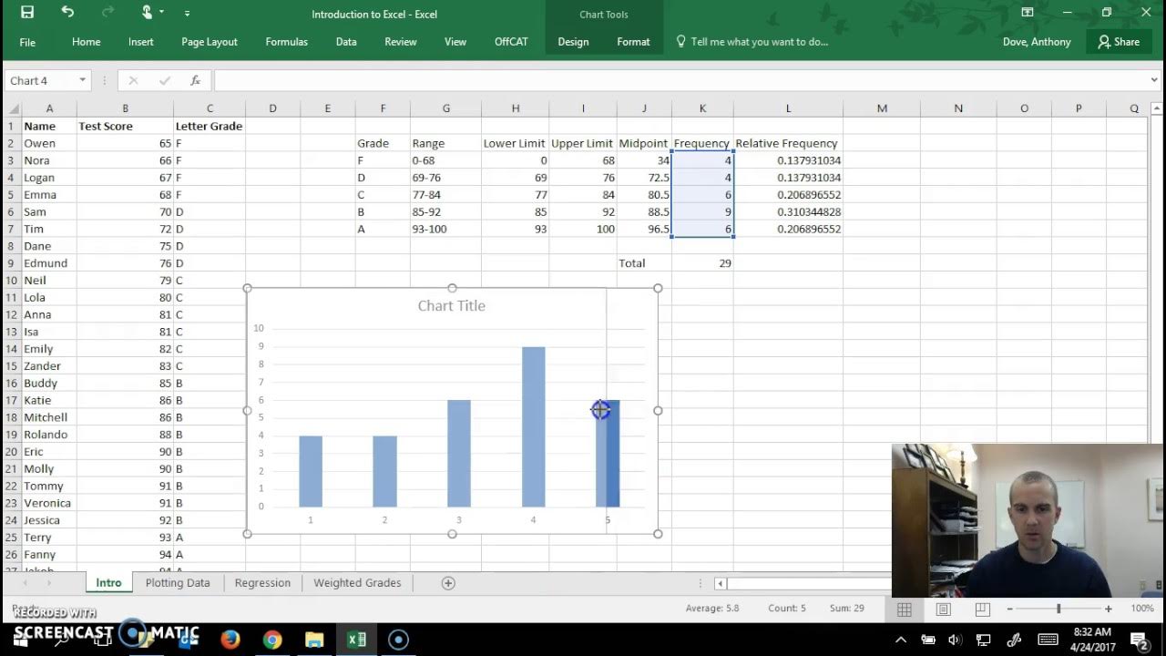 Excel 2016 Frequency, Histogram, Pie Chart - YouTube