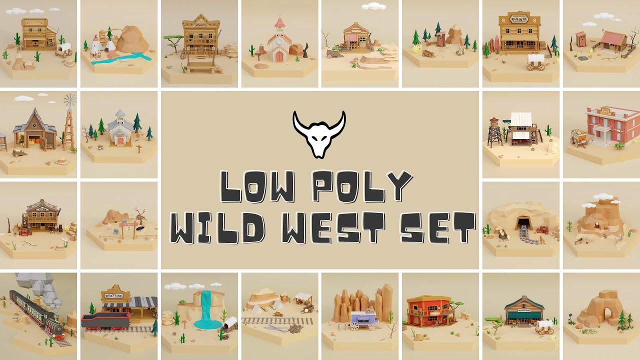 Low Poly Wild West Set - YouTube