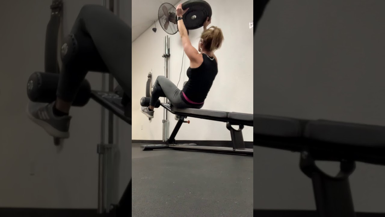 Incline Overhead Plate Sit Up - YouTube