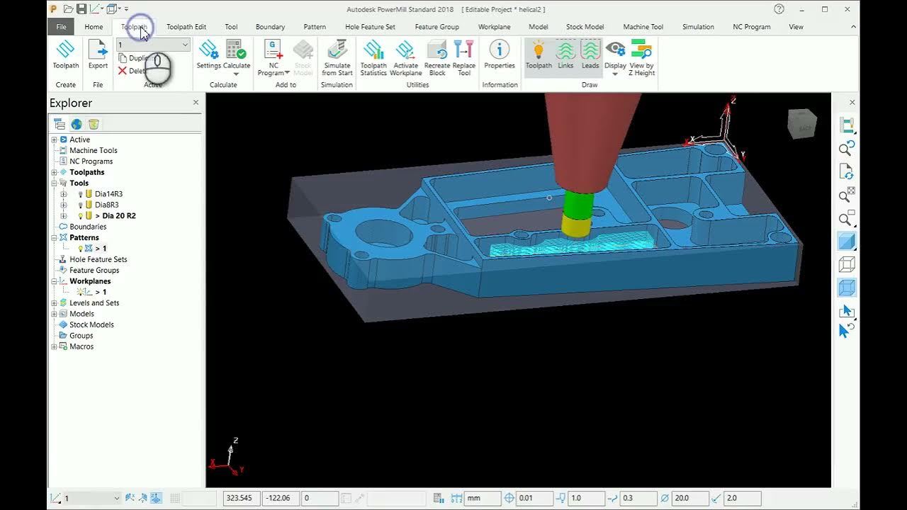 Autodesk PowerMill Tips & Tricks Helical Tool path from 2d Curve in PowerMill - YouTube
