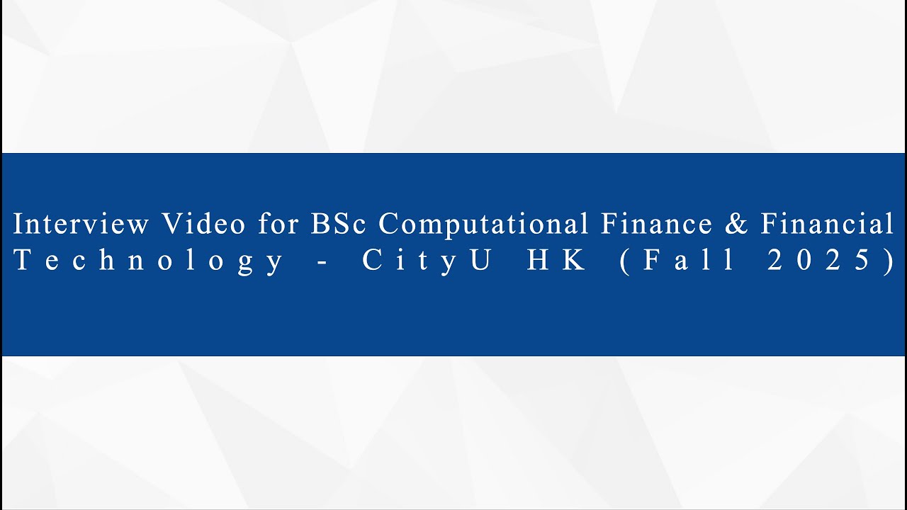 Interview Video for BSc Computational Finance & Financial Technology ...