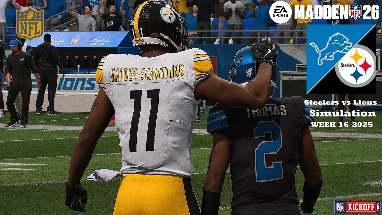 Madden 26 Marquez Valdes Scantling Pittsburgh Steelers vs Detroit Lions ...