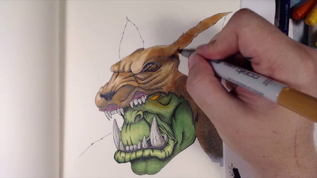 Drawing Rehgar (World of Warcraft) Copic Marker - YouTube