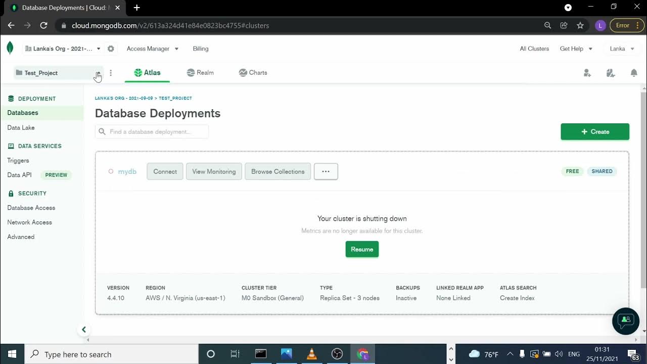 How to delete Clusters and projects in mongoDB Cloud - YouTube