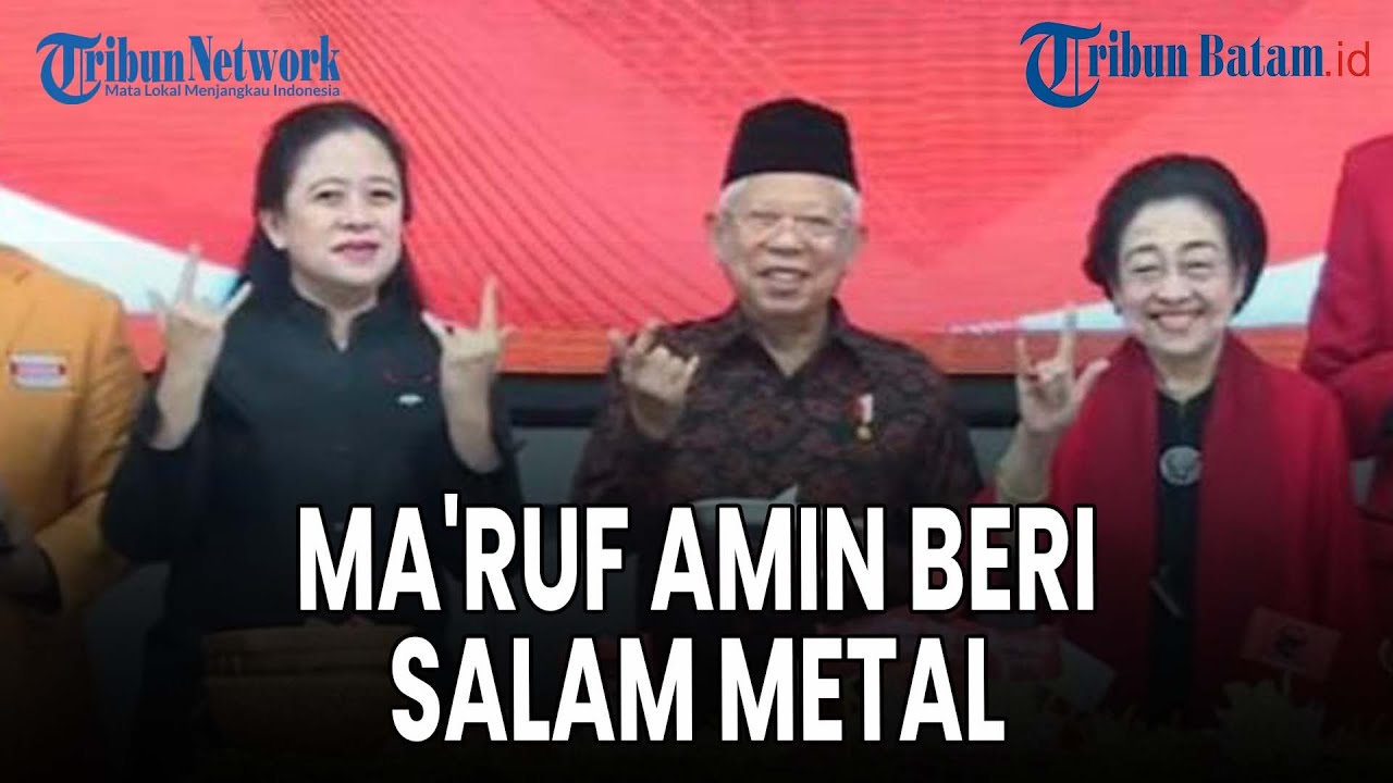 Wapres Ma'ruf Amin Beri Salam Metal Tiga Jari di HUT PDIP - YouTube