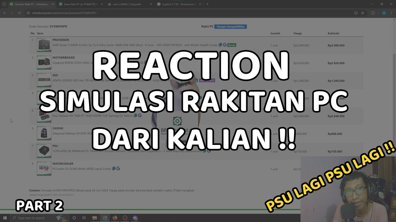 REACT Simulasi Rakitan PC Versi Subscribers, bag 2 - YouTube