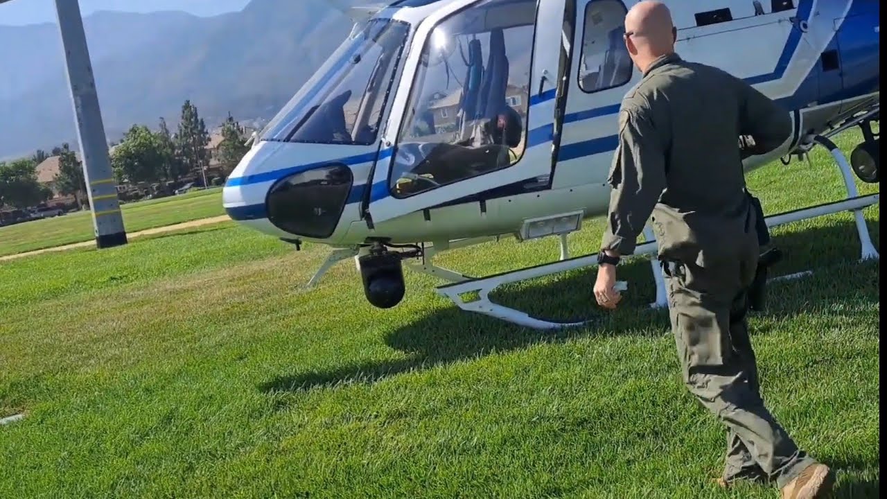FONTANA POLICE HELICOPTER IN PERSON WITH STICKERS - YouTube