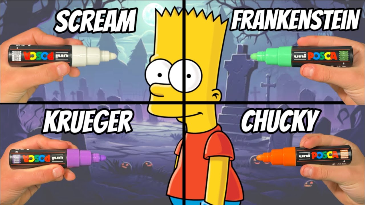 Drawing Bart Simpson In 4 Different Halloween Styles!(GIVEAWAY) - YouTube