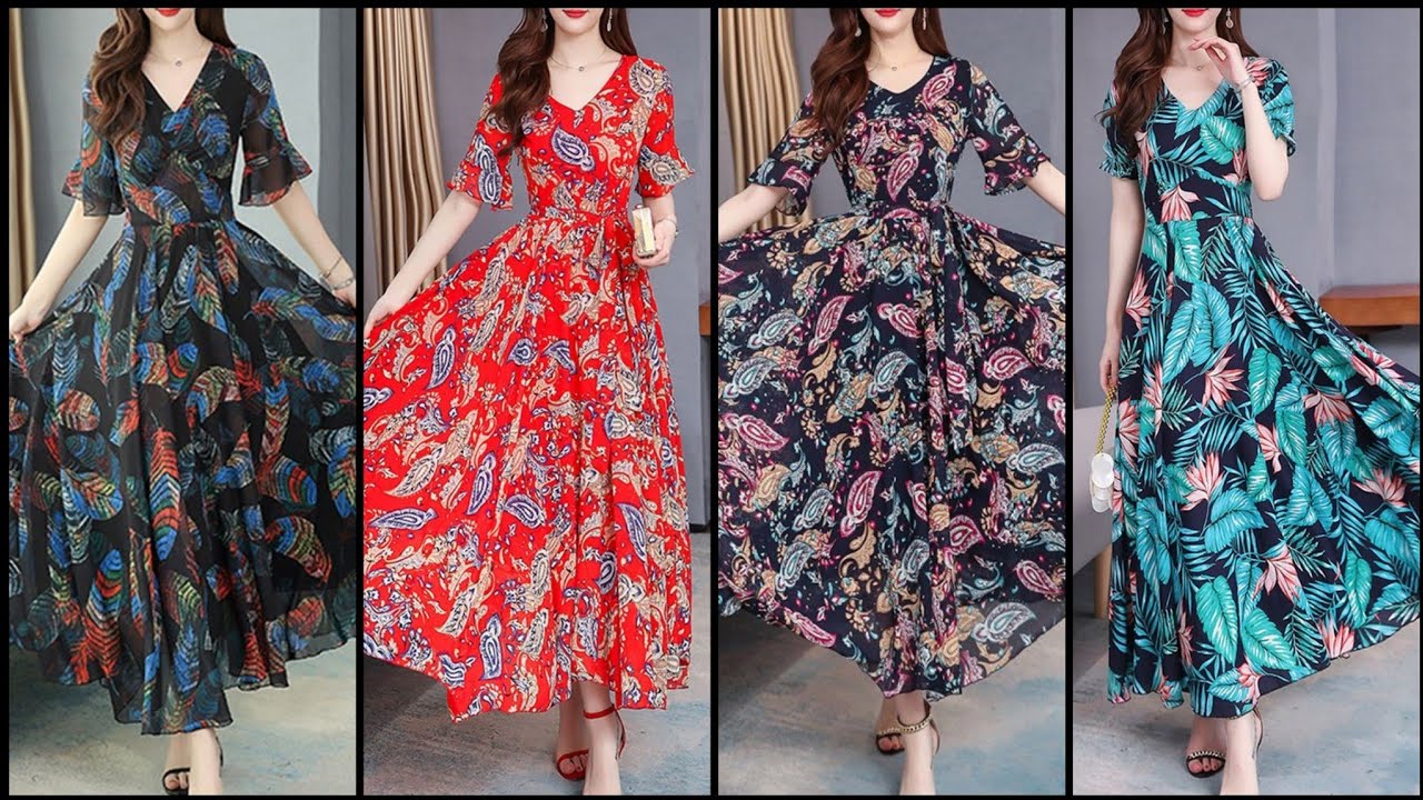 Top Classy Stylish And Trendy Designer Floral Print Long Maxi Dress ...