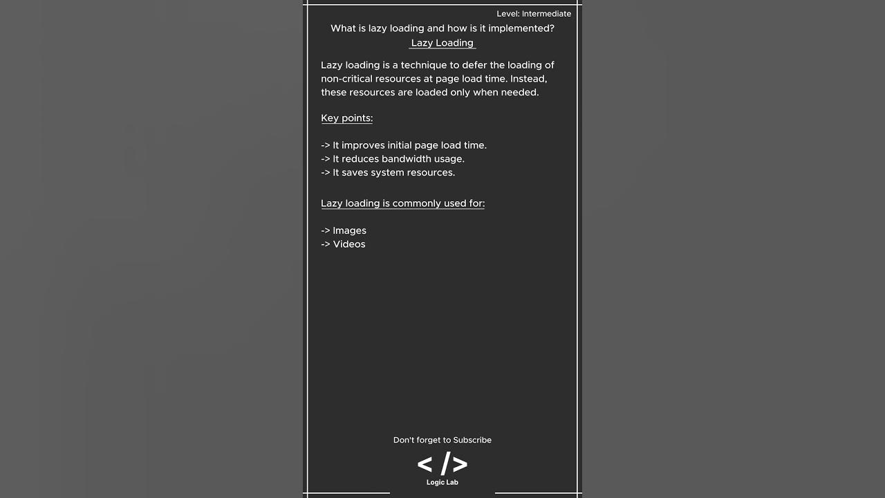 Web Development Interview Question Lazy Loading Webdevelopment Webdev Youtube
