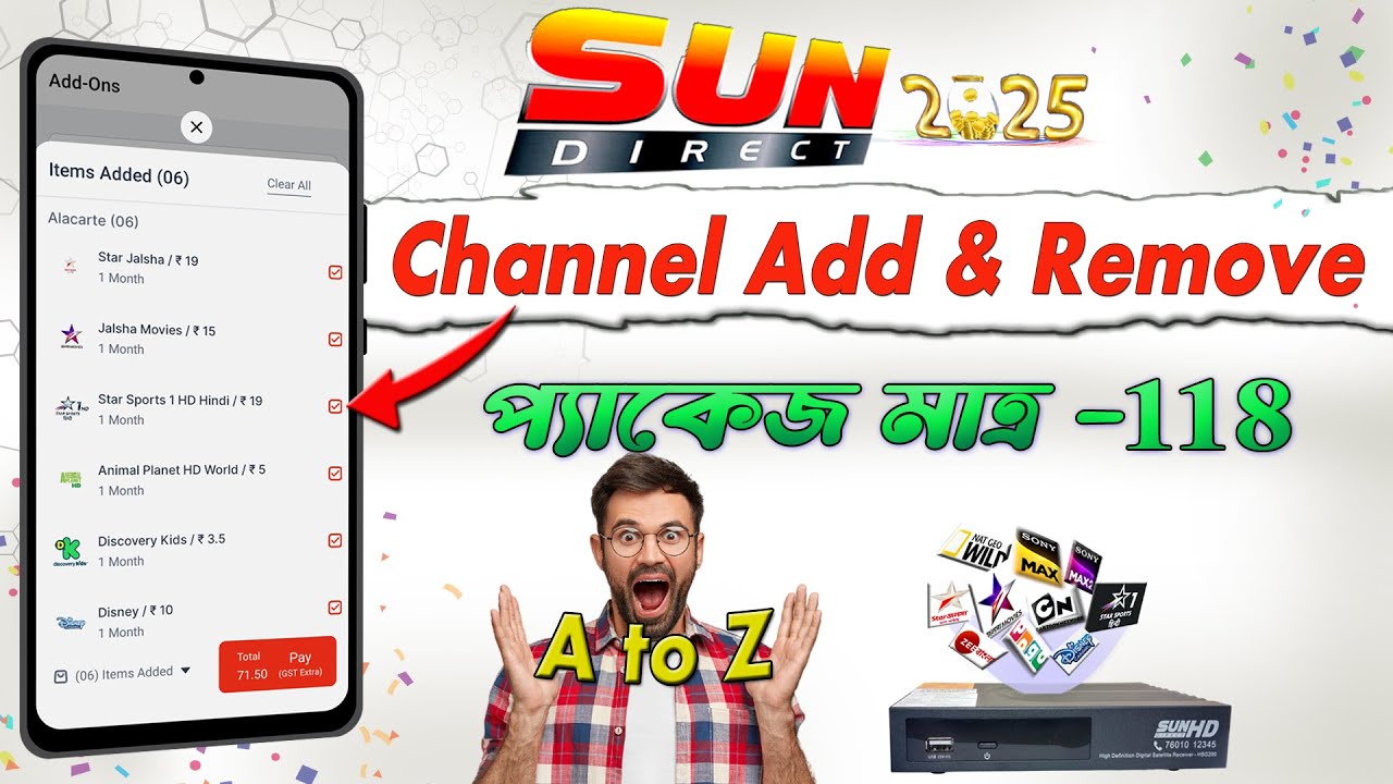 Sun Direct Single Channel Add and Remove | My Sun Direct APP - YouTube