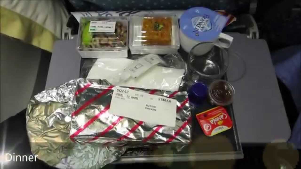 Singapore Airlines SQ 242 SYD - SIN Inflight Dinner - YouTube