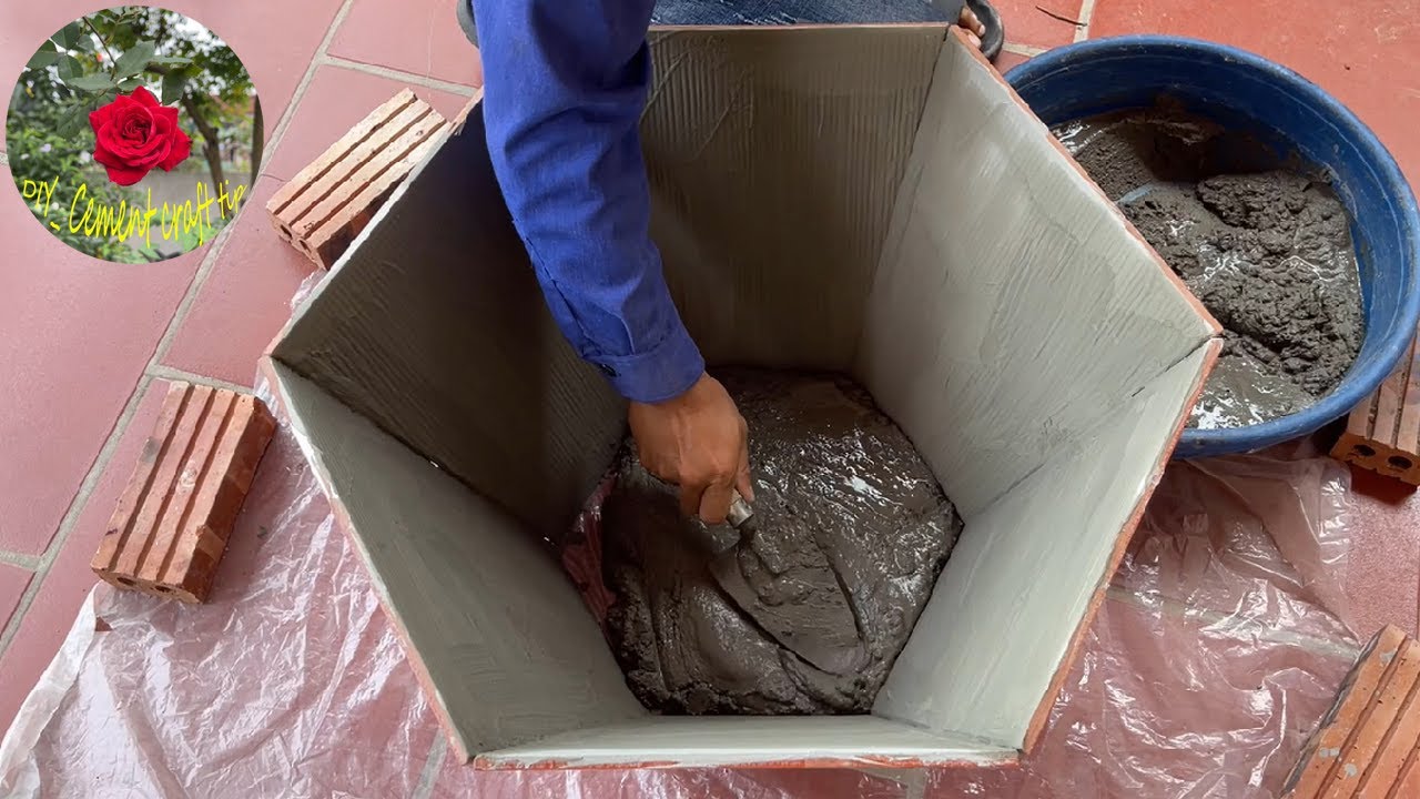 Mold from ceramic tiles- How to make a very easy, beautiful flower pot ...