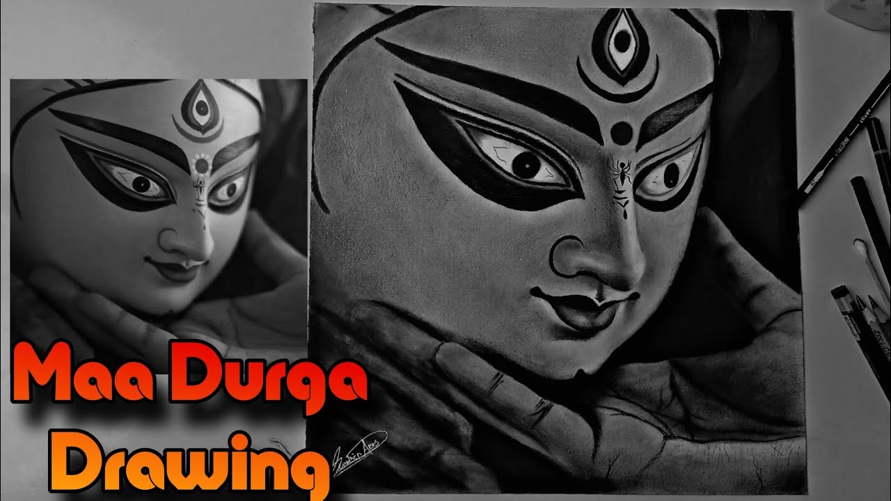 Maa Durga Drawing || Jay Maa Durga Realistic Drawing - YouTube