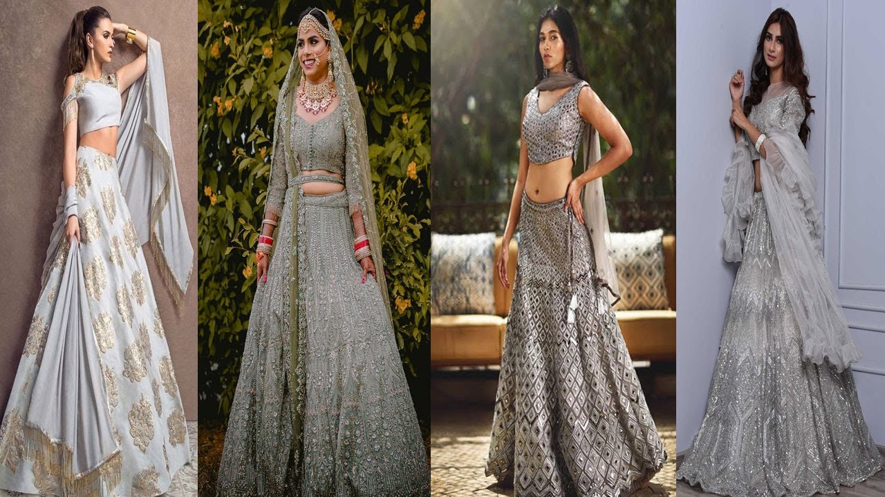 New Grey Color Lehenga Ideas||Style Grey Lehenga Choli For Wedding ...