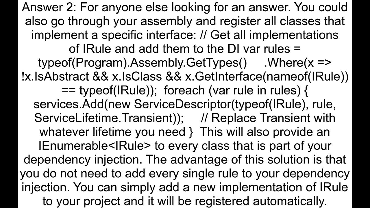 NET Core dependency injection -andgt Get all implementations of an interface - YouTube