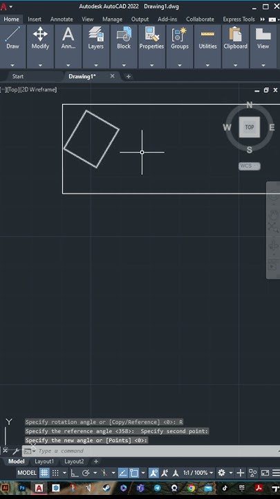 AutoCAD rotate with reference point command - YouTube