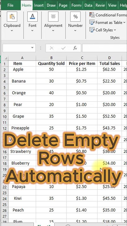 Delete Empty Rows in Excel Automatically | #techtips #excelhacks #computertricks #exceltutorials ...
