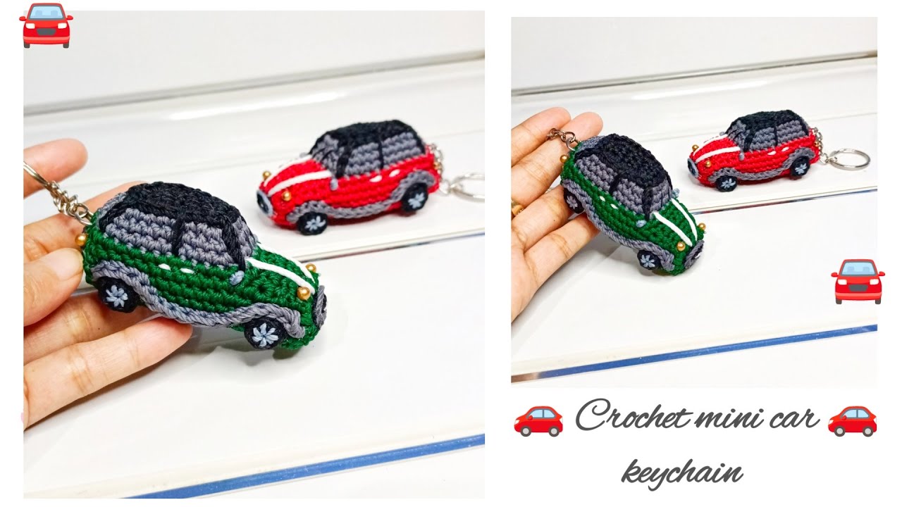 Super cute, Crochet mini car || crochet car key chain || crochet car ...