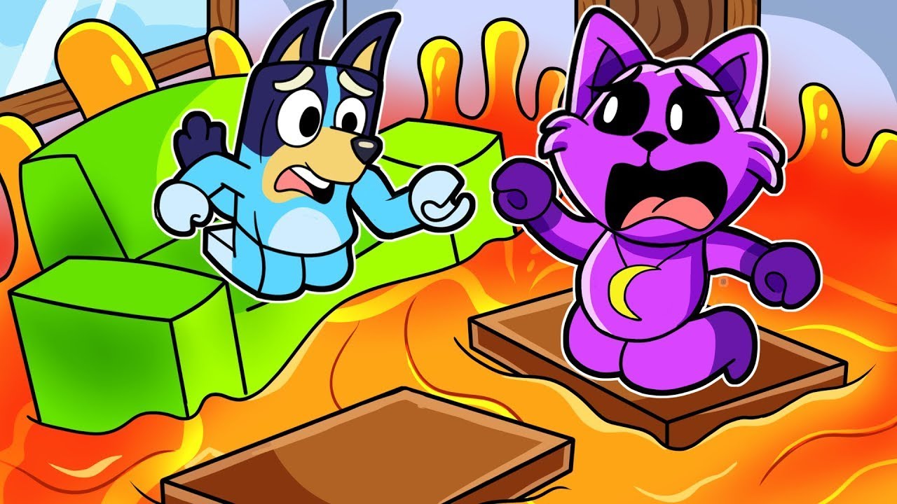 THE FLOOR IS LAVA WITH BLUEY AND CATNAP in ROBLOX 😨🔥 - YouTube