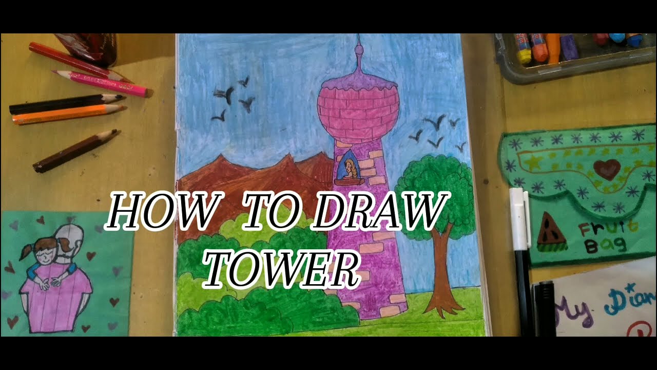 HOW TO DRAW A TOWER / EASY DRAWING FOR KIDS / BY HAMIZA ART AND CRAFT ...