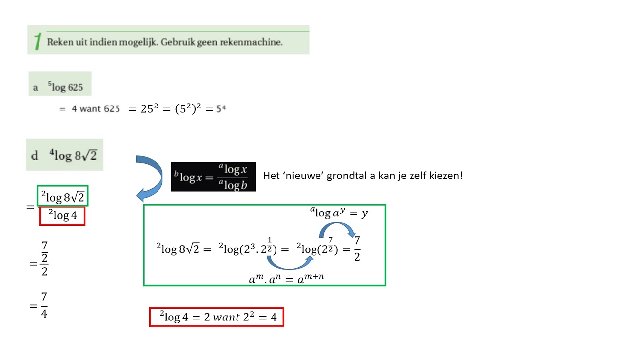 Logaritmen: oef op rekenregels en definitie - YouTube