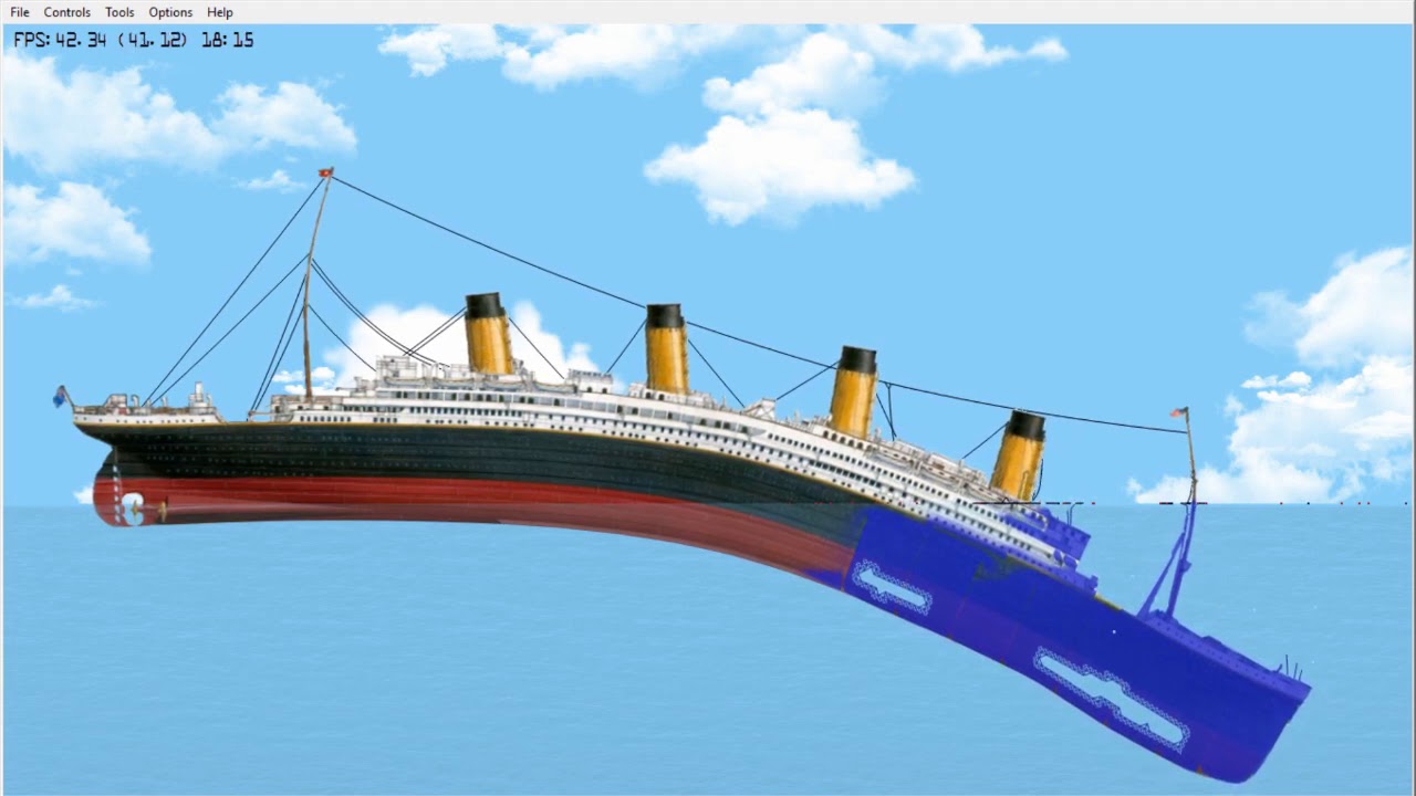 Sinking the Titanic in floating sandbox (reversed) - YouTube