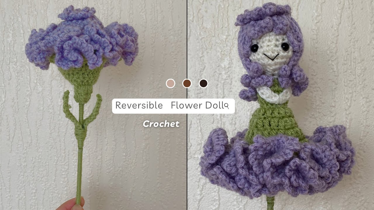 How to crochet reversible flower doll | carnation doll #lovecrochet # ...