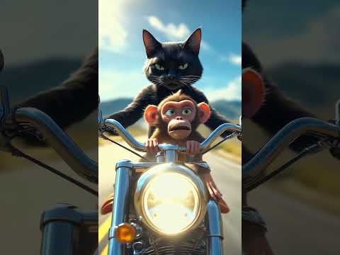 Kedi Sürüyor, Maymun Keyif Yapıyor! 😂🏍️🐒